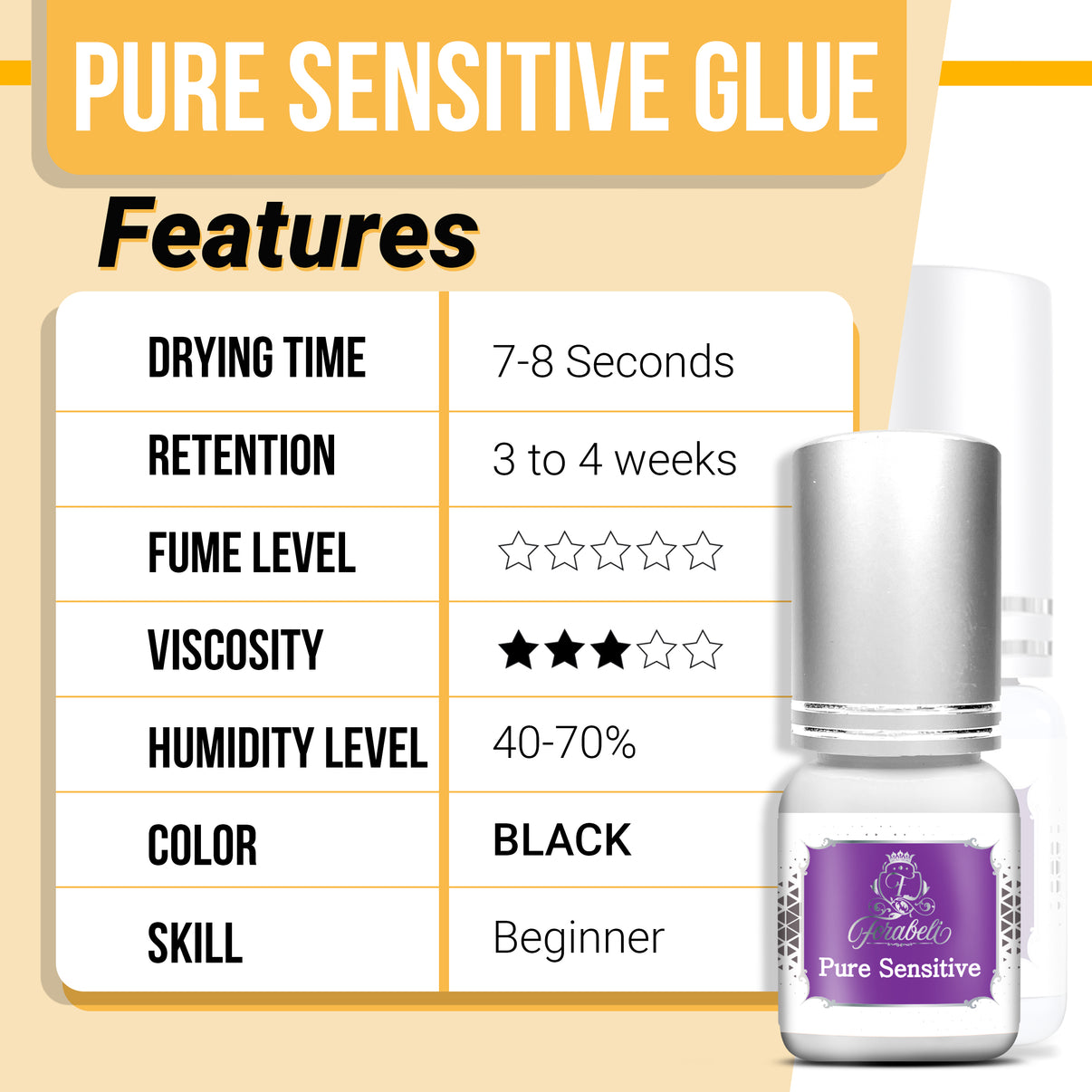 Pure Sensitive Eyelash Extension Glue – 7–8s Dry Time, No Fume, Hypoal ...